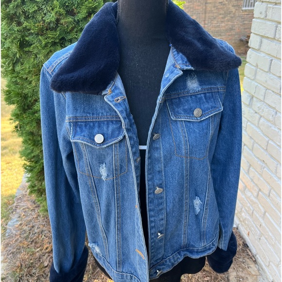 Skies Are Blue | Jackets & Coats | Skies Are Blue Denim Jacket W Fur ...